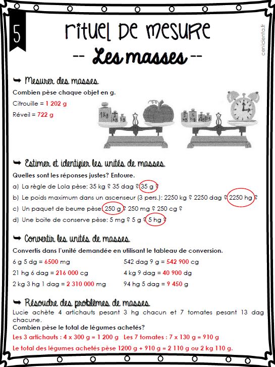 Les masses - Ecole élémentaire de Bourg-Charente