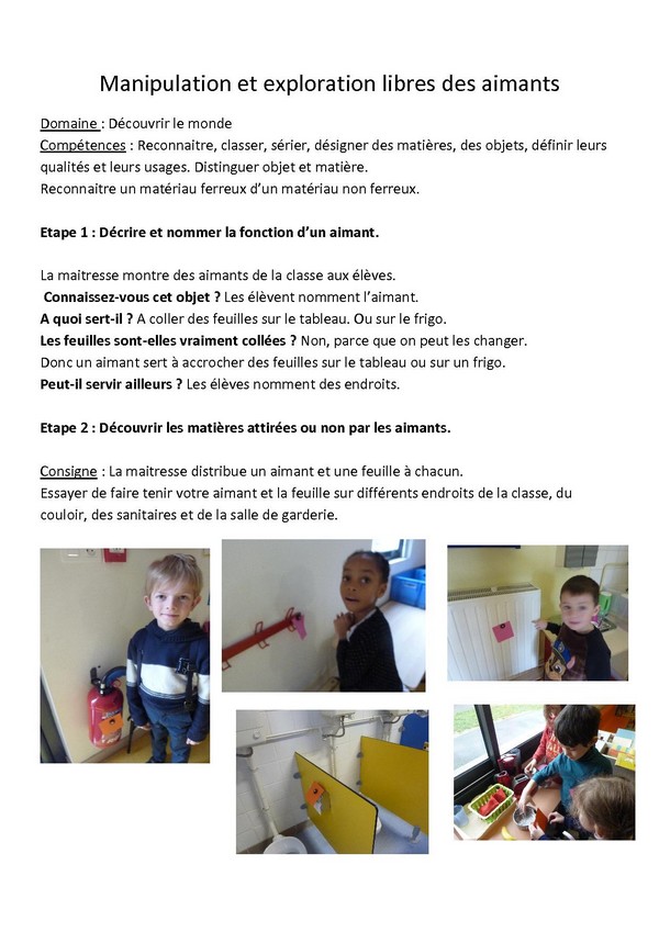 Les aimants - Ecole de la fontaine Cherveux